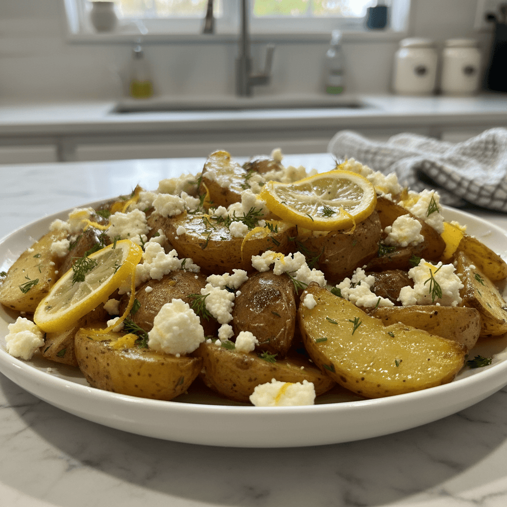 Crispy Lemon Feta Potato Dish: Greek Roasted Potatoes