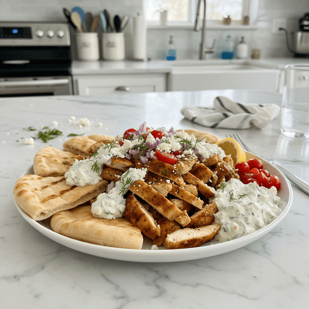 The Best Mediterranean Chicken Gyros with Creamy Feta Tzatziki